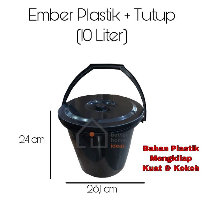 Jual Ember Plastik dengan Tutup (10 Liter) - Hitam - Jakarta Barat ...