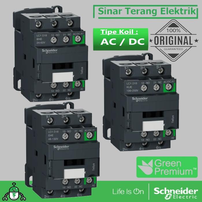 Jual Contactor 3P 32A 7.5kW LC1D18** BNE/EHE/KUE Schneider TeSys D ...