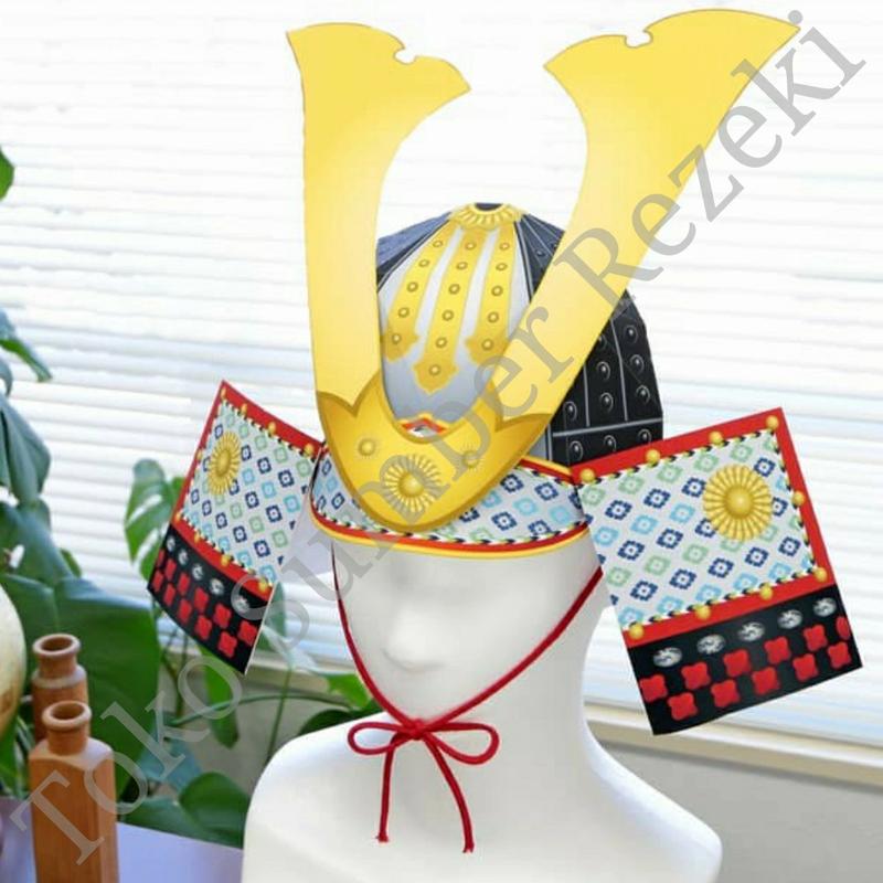 Figure Costume Samurai Helmet Papercraft Hat Topeng Paper Craft - Shop ...