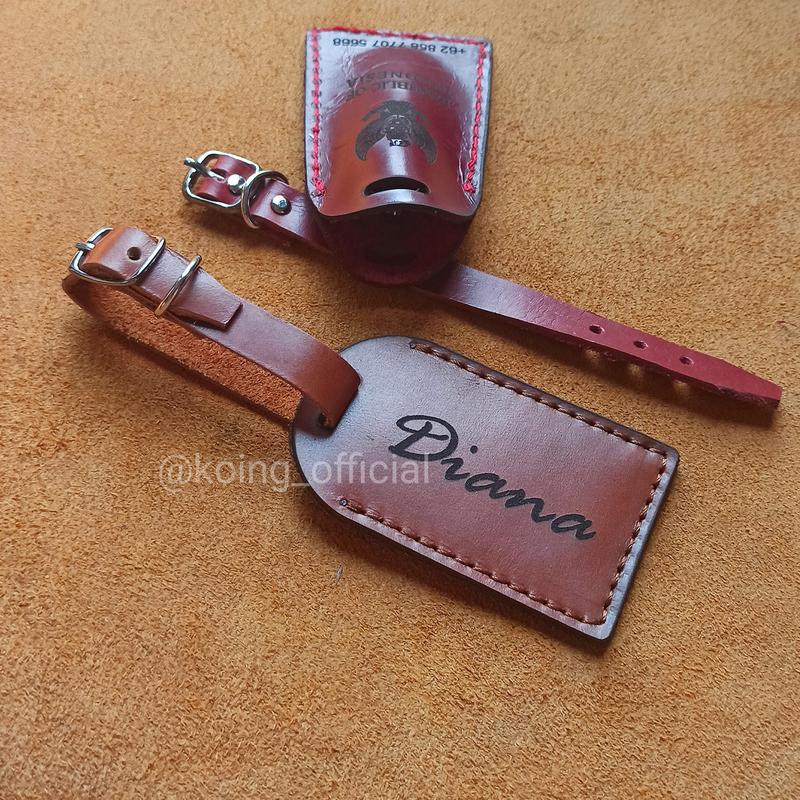 TAG LUGGAGE KOPER TAS KULIT ASLI CUSTOM NAMA DAN LOGO BOLAK BALIK ...