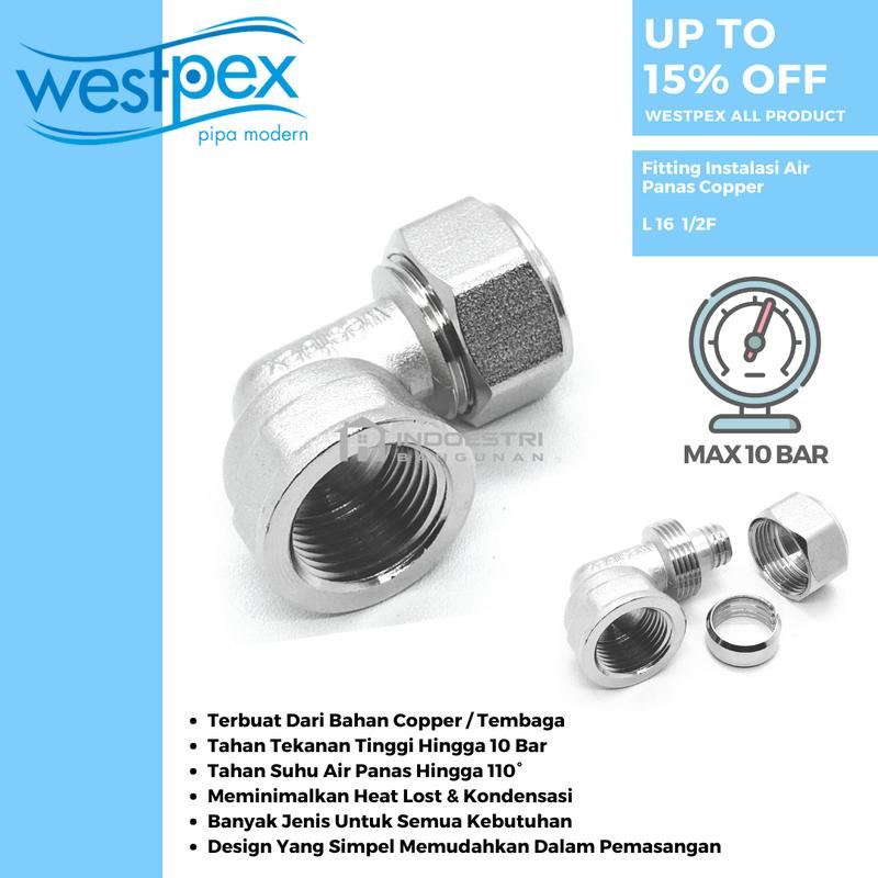 Knee Westpex L 16 - 1/2 F (Knee Drat Dalam) (Fitting Pipa Pex) - Shop | Tokopedia