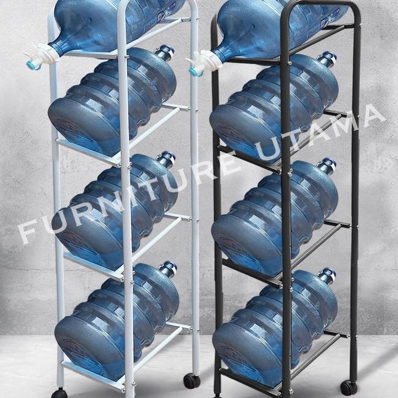 rak galon susun 4 tingkat besi pakai roda - Shop | Tokopedia