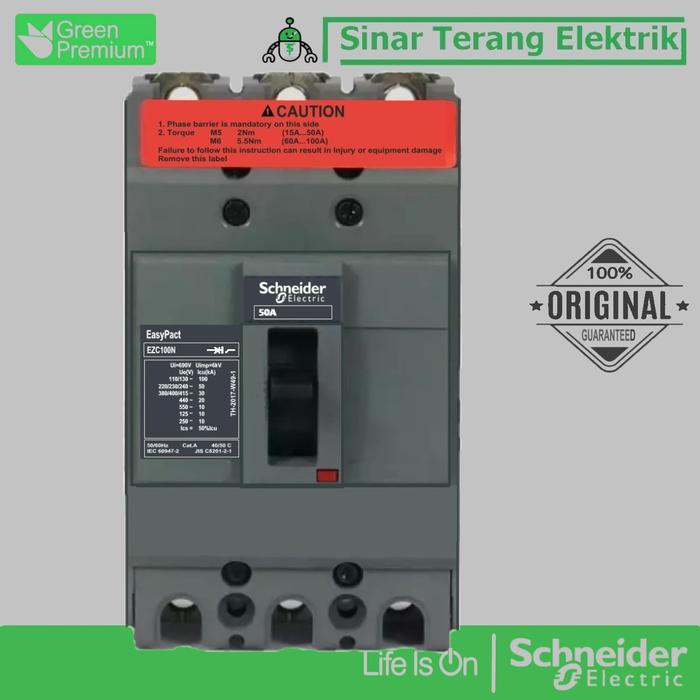 Jual MCCB 3P 50A EZC100N 18kA EZC100N3050 Schneider Electric EasyPact ...