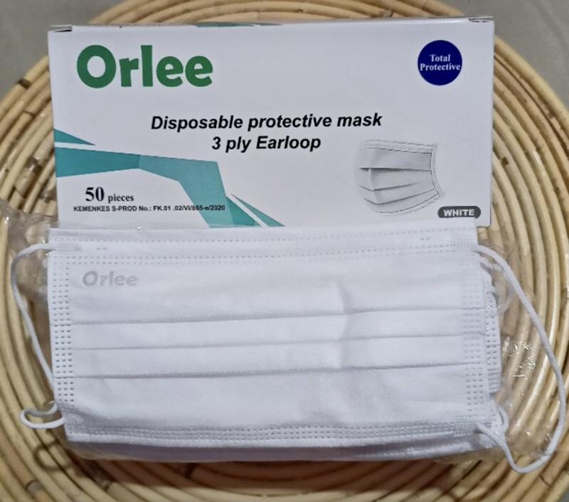 Masker Orlee 50 pcs 3 ply White/ Putih - Shop | Tokopedia