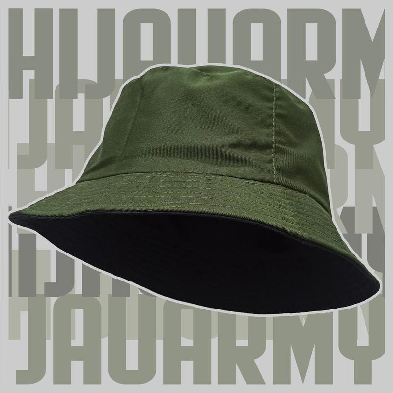 Topi Bucket Hat Polos Hijau Army Military Militer Pekat BucketHat Manc ...