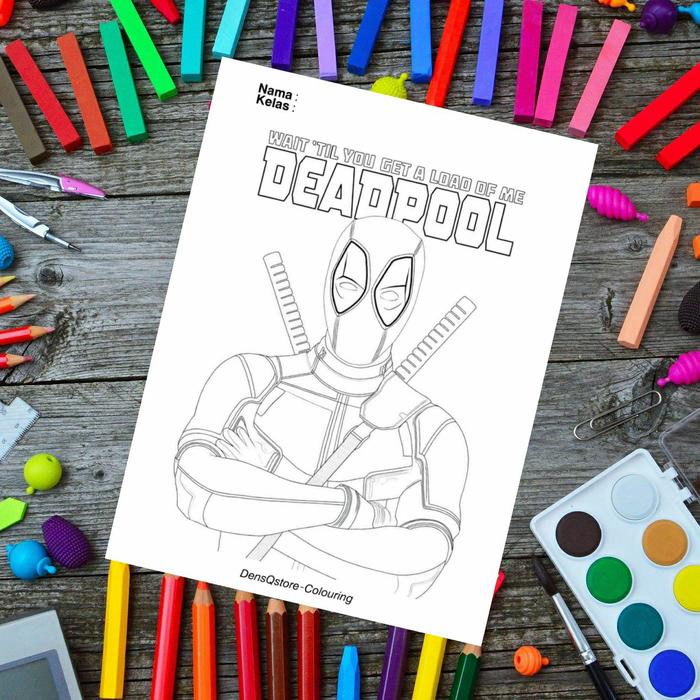 Jual Kertas Gambar Mewarnai/Colouring Anak Tema Deadpool - Kertas BC ...