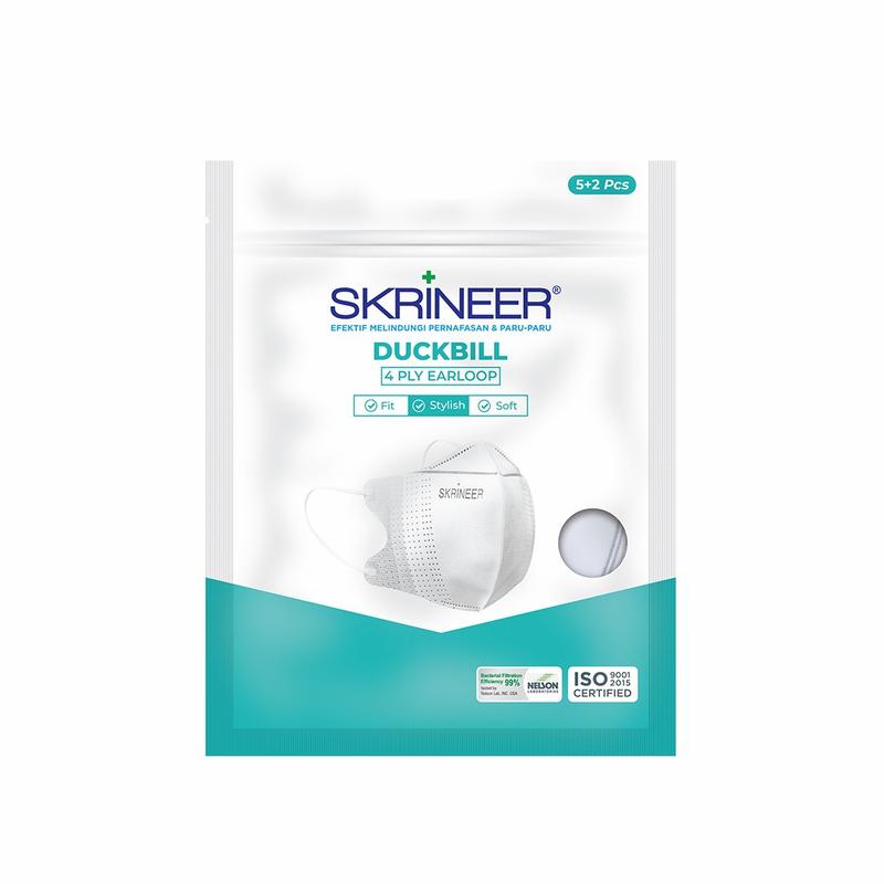 Skrineer Masker Duckbill White Green 4ply Earloop Sachet isi - Shop ...