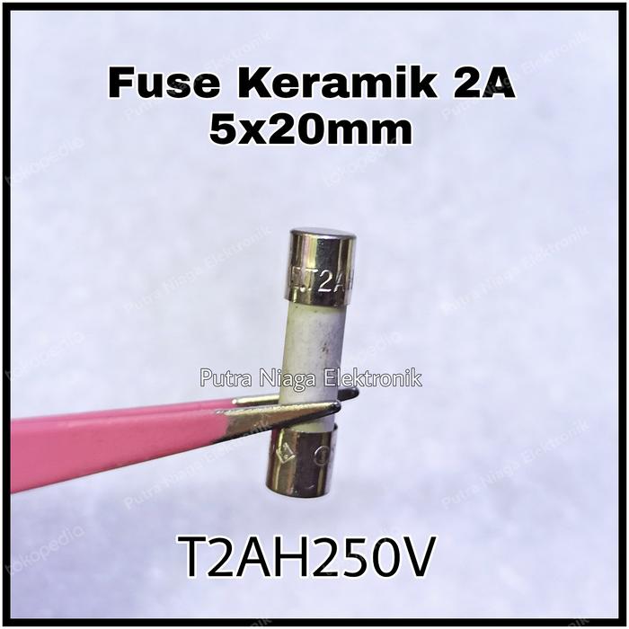 Jual Fuse Keramik 2A 250V 2cm Ceramic 2Amp 5x20mm Sikring T2AH250V ...