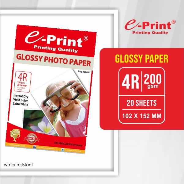 Kertas Foto Glossy Photo Paper 4R 200gsm 20lembar e-Print - Shop ...
