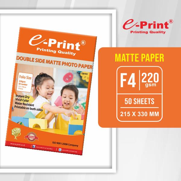 Kertas Foto Double Side Matte Doff Folio F4 220gsm 50lembar e-Print ...