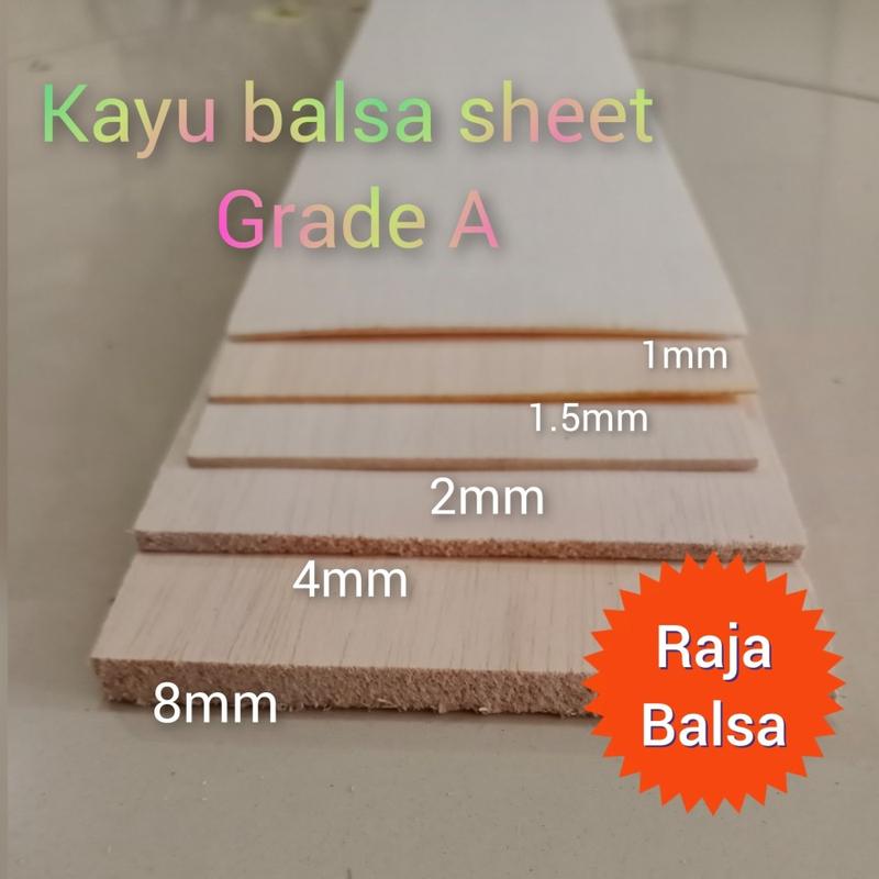 Kayu Balsa Sheet 8mm x 10cm x 1meter balsa super grade AAA untuk - Shop ...