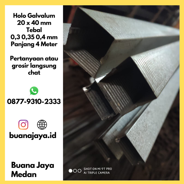 Jual Baja Ringan Hollow 20x40 mm Tebal 0,3 0,35 0,4 mm Holo Galvalum ...