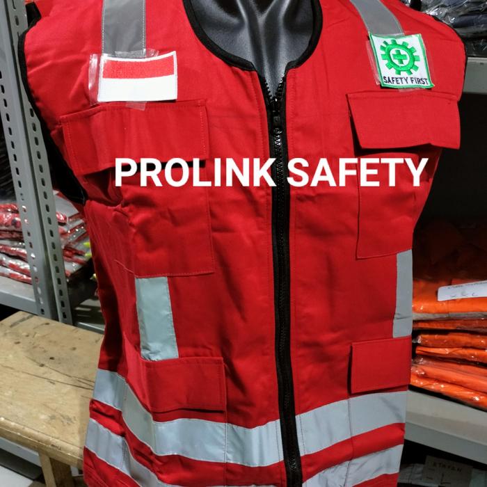 Jual ROMPI SAFETY PREMIUM BAHAN DRILL PAKAI FURING BERLOGO MERAH HSE ...