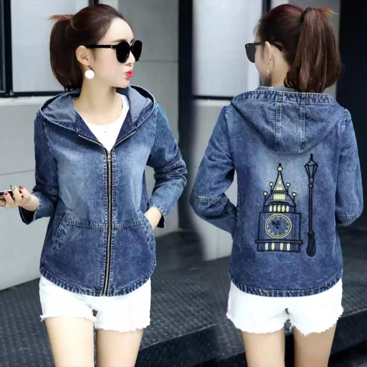 JunJun shop - JAKET JEANS HOODIE WANITA + BORDIR - Shop | Tokopedia