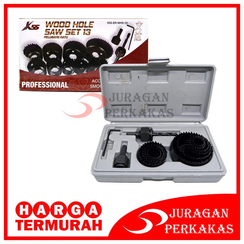K55 HOLE SAW SET 13 PCS TOOL KIT MATABOR KAYU LUBANG PIPA HIDROPONIK ...