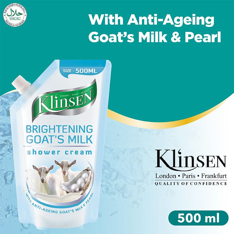 KLINSEN SHOWER CREAM - BRIGHTENING GOAT'S MILK 500ml- Sabun Mandi Cair ...