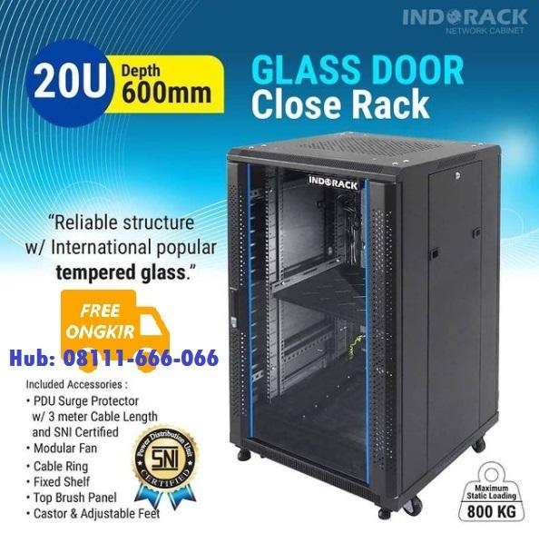 INDORACK IR6020G CLOSE RACK 20U Depth 600mm Glass Door - Shop | Tokopedia