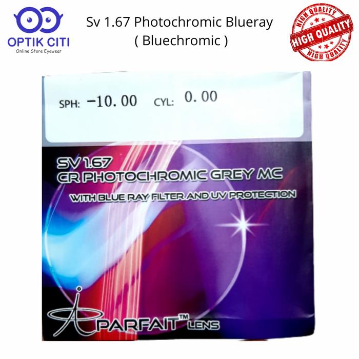 Jual Lensa Kacamata Minus Bluechromic Photochromic Blueray index 1.67 ...