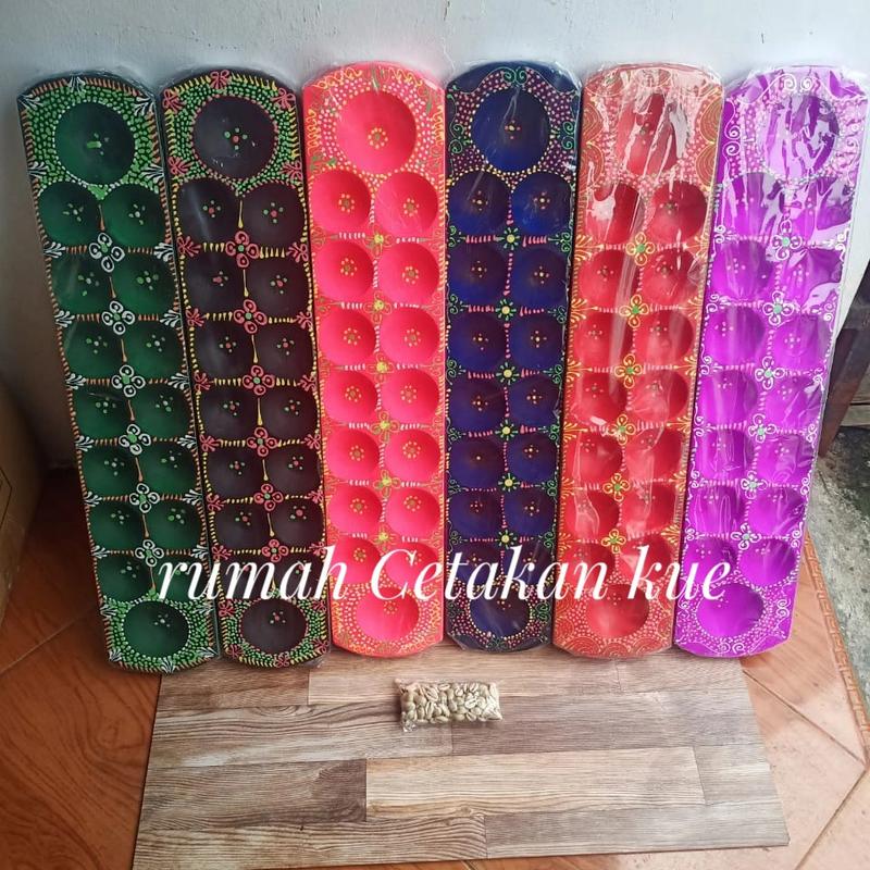 congklak kayu motif batik non lipat/pree 110 biji kuwuk kerang asli ...