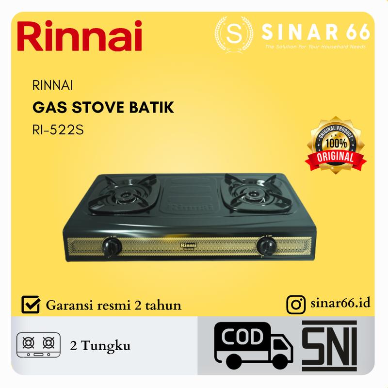 RINNAI KOMPOR GAS STOVE 2 TUNGKU BATIK SUN BURNER RI 522S RI - Shop ...