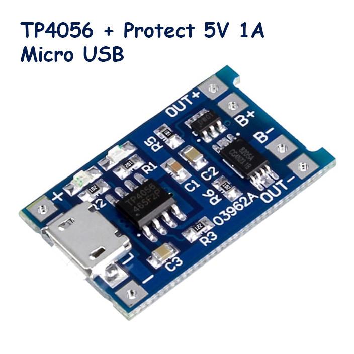 TP4056 5V 1A + Protect Modul Charger Baterai Lithium Micro USB - Shop ...