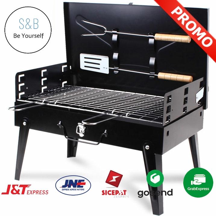 Alat Panggang Arang BBQ Outdoor Grill Stove Foldable - HWSK77 - Black ...