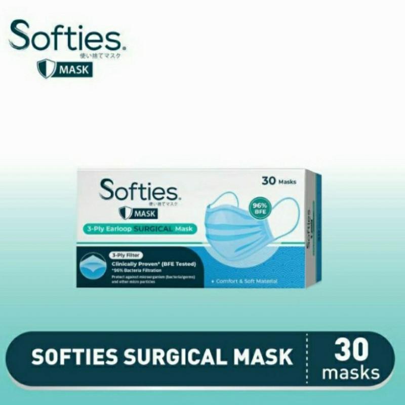 Masker Softies Surgical 30's- Softies Earloop Mask 3 ply 30's - Shop ...