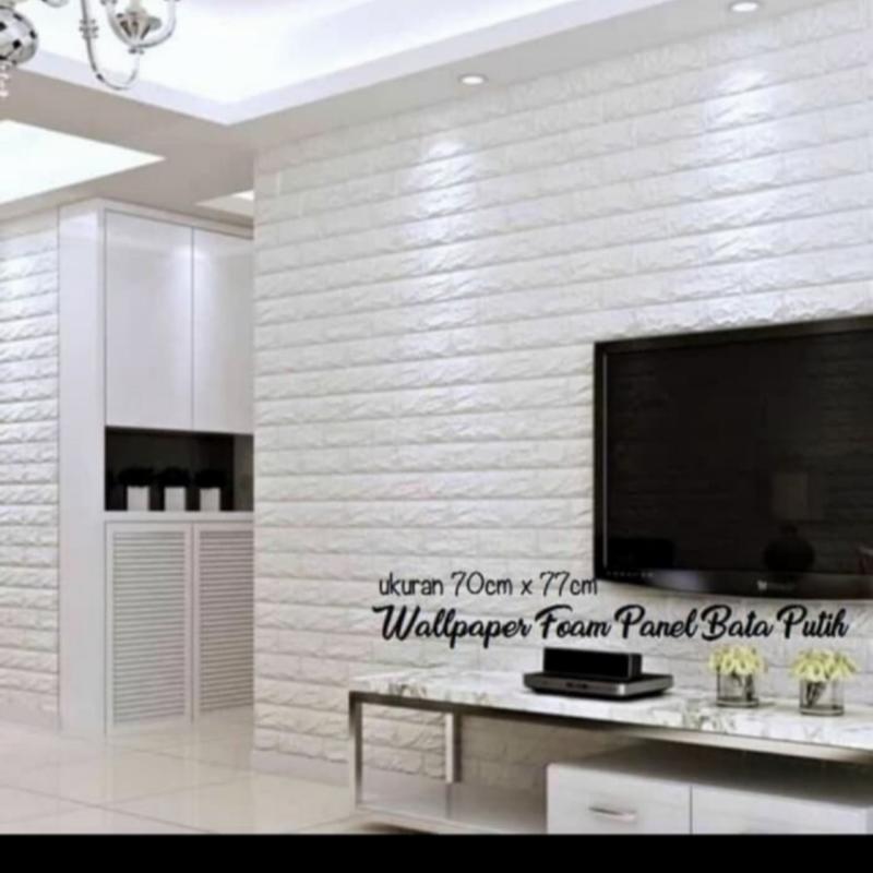 wallpaper 3D motif bata putih tebal 5 mm - Shop | Tokopedia