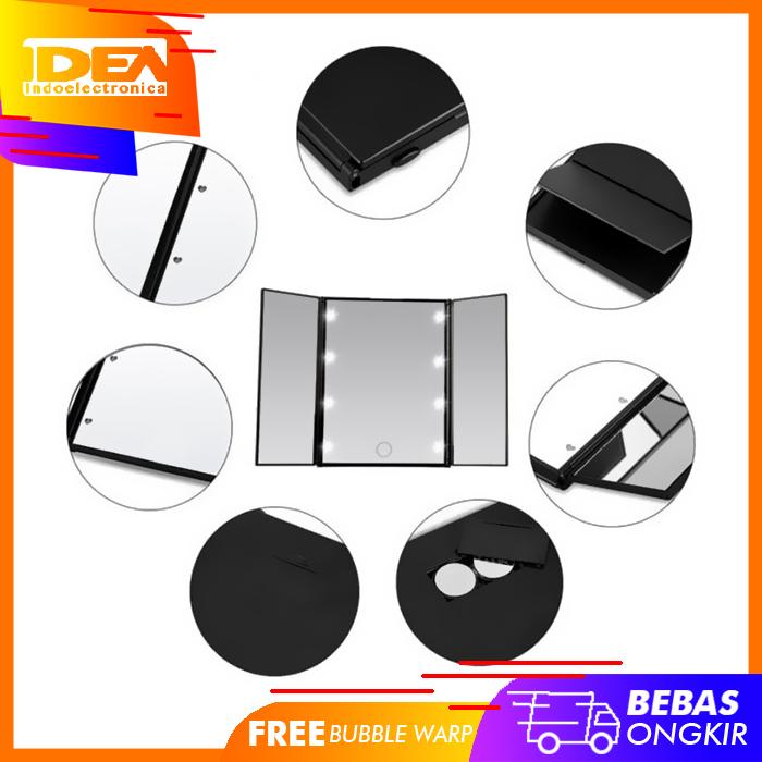 Cermin Makeup Portable Foldable Mirror + LED Light Cermin Lipat - Shop ...