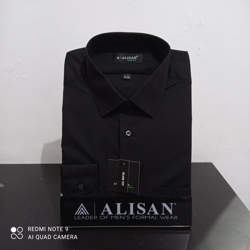 Kemeja Alisan Hitam Polos Panjang Slimfit - Shop | Tokopedia