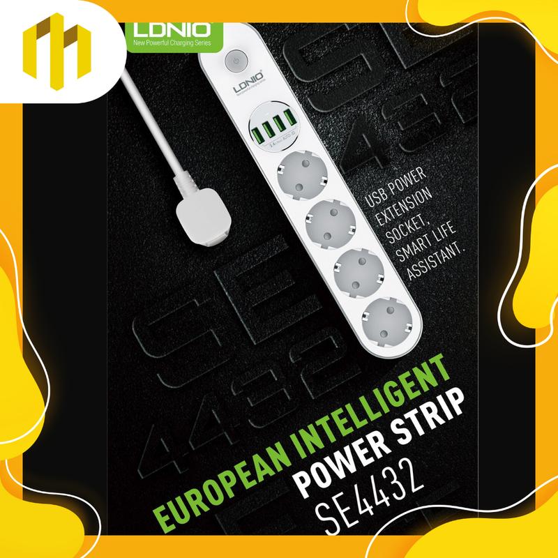 LDNIO SE4432 4 stop kontak colokan listrik 4 USB Port 3,4A - Shop ...