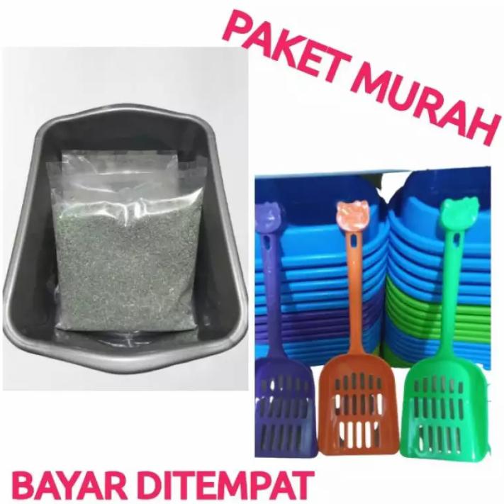 Tempat Pup Kucing 1set bak+sekup+pasir 1kg - Shop | Tokopedia