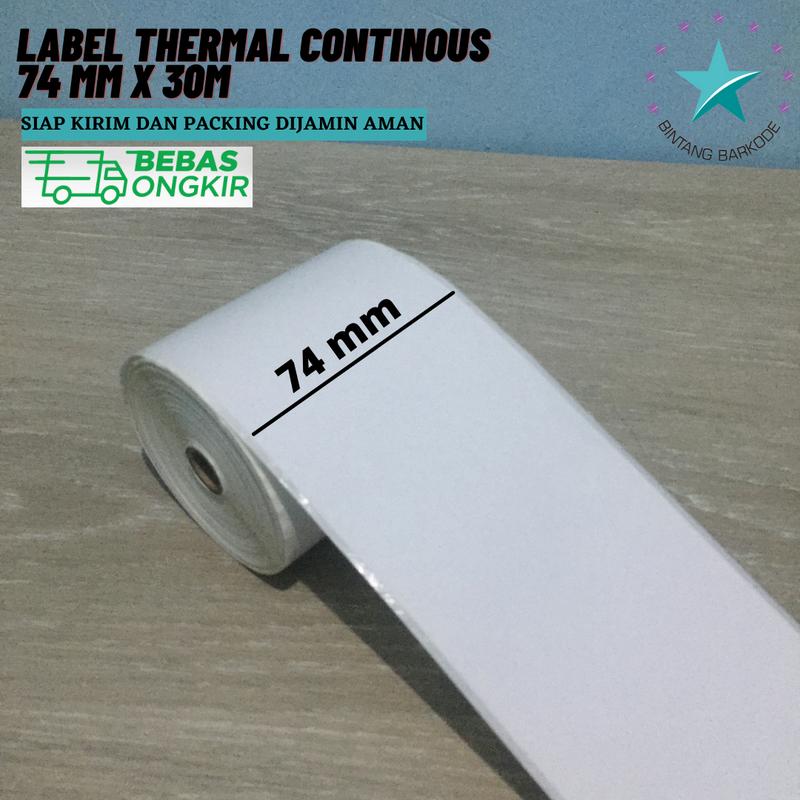 LABEL THERMAL 74 X 30 M CONTINUOUS - PRINTER EPSON TM-T82 MOKA STIKER ...
