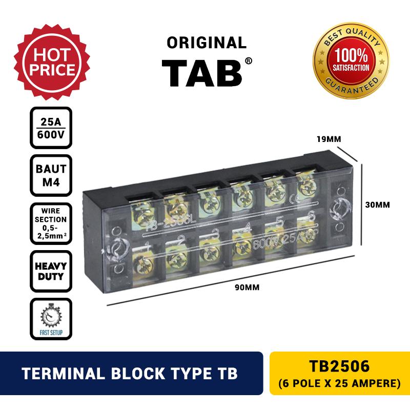 Terminal Block 6Pole x 25A TB2506 TAB Terminal Blok Kabel - Shop ...