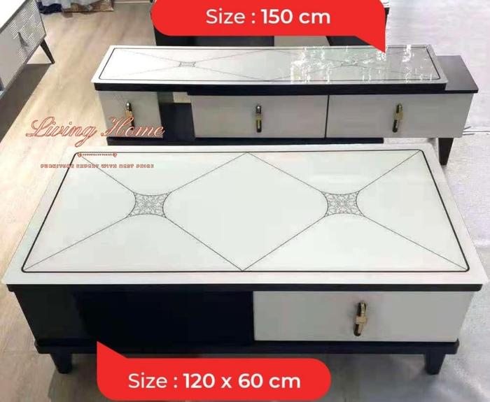 Jual Meja Tamu + Buffet TV Motif Marmer Design Cantik Modern Coffee ...