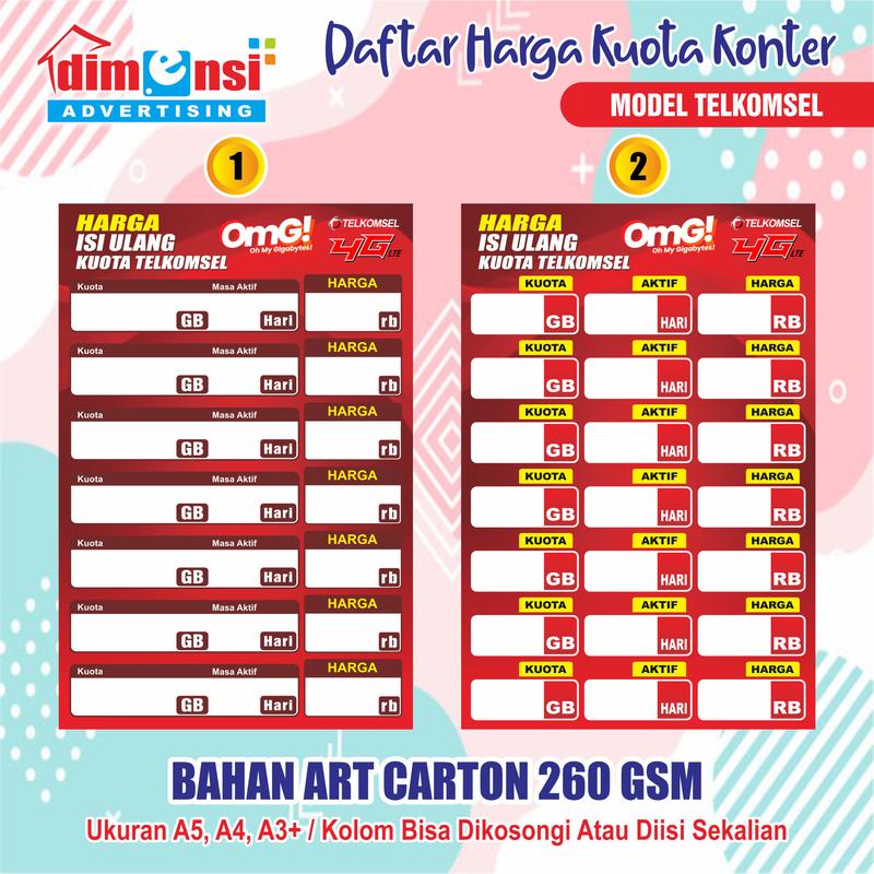 Daftar Harga Voucher Konter / Display Harga Etalase Konter #2 - Shop ...
