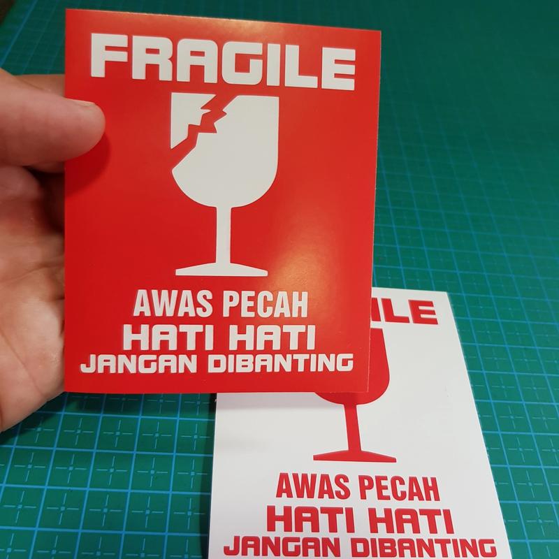 isi 100 pcs stiker fragile awas pecah hati hati jangan dibanting - Shop ...