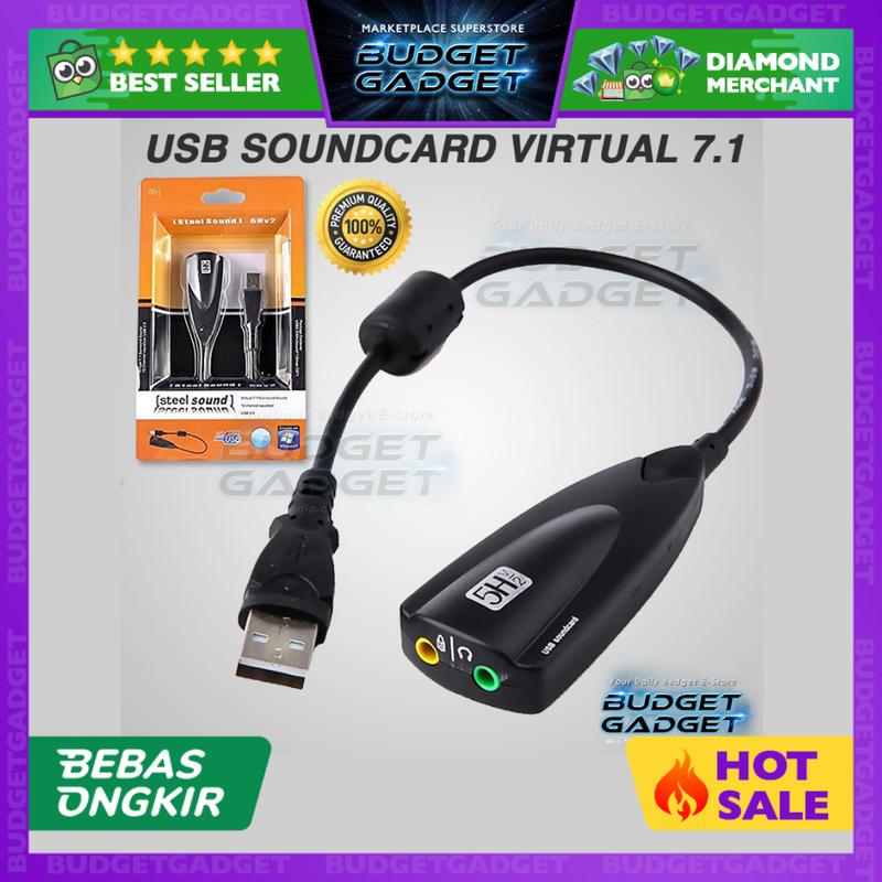 BudgetGadget Sound Card USB Virtual 7.1 Channel Audio Mic Soundcard USB ...