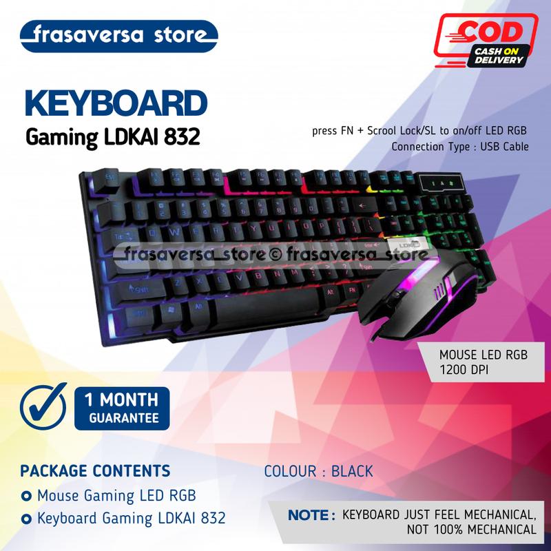 Keyboard Gaming Mechanical RGB with Mouse LDKAI 832 dengan Backlit ...