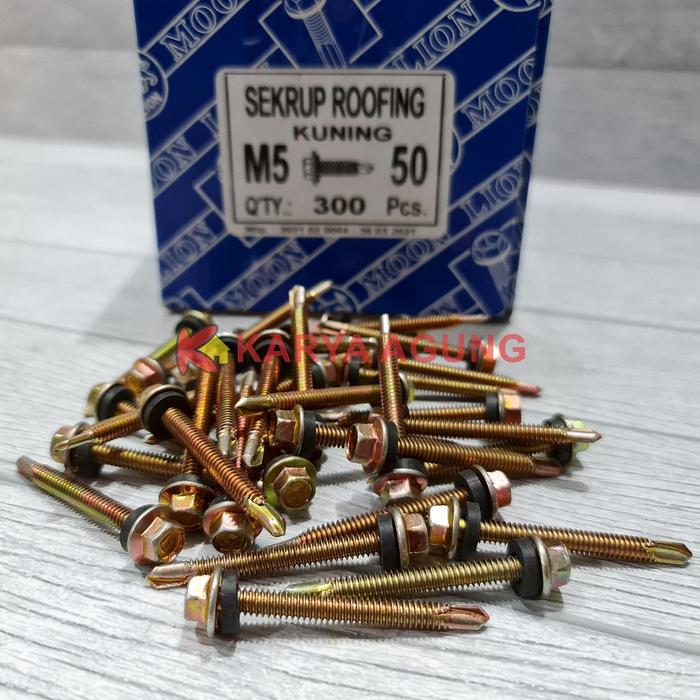 Jual [1 box] Baut Drilling Atap Baja Ringan Kuning 5cm M5 x 50 Roofing ...