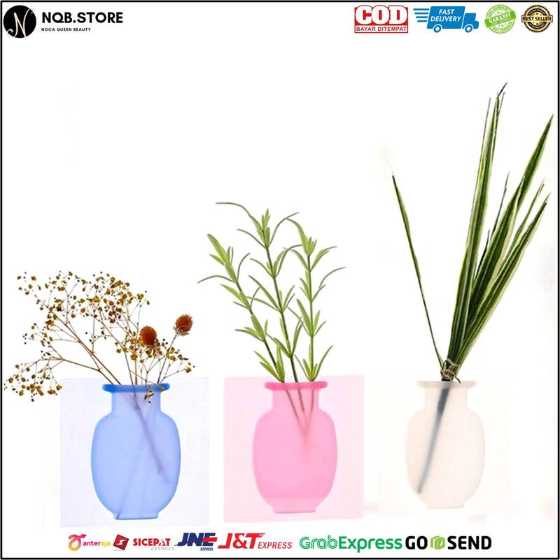 Vas Bunga Tempel Dinding Pot Tanaman Ajaib Silikon Bening - Silicone ...