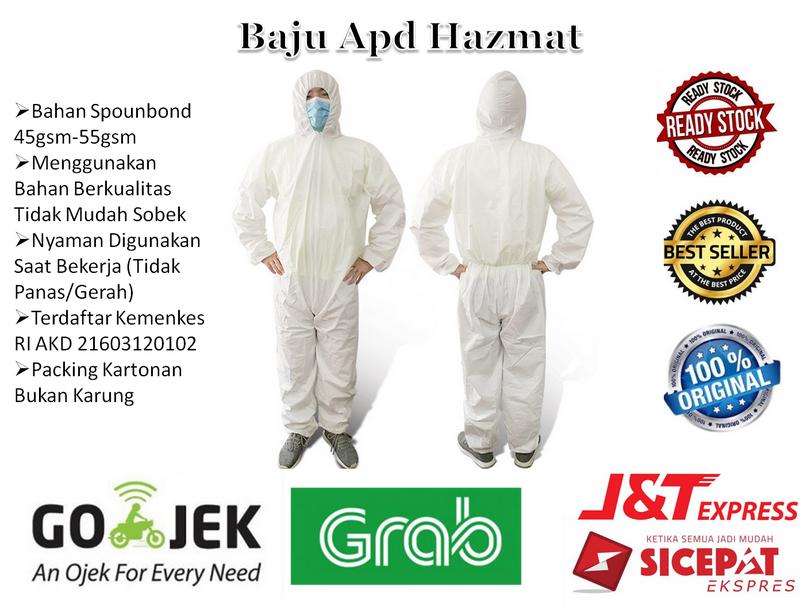 Set Baju Apd Medis Baju Hazmat Coverall Disposable Non Woven Hasmat ...