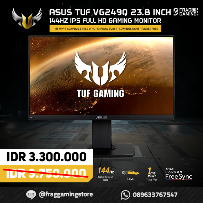 Jual ASUS TUF VG249Q / VG 249Q 144Hz 24inch IPS Panel Esport Gaming ...