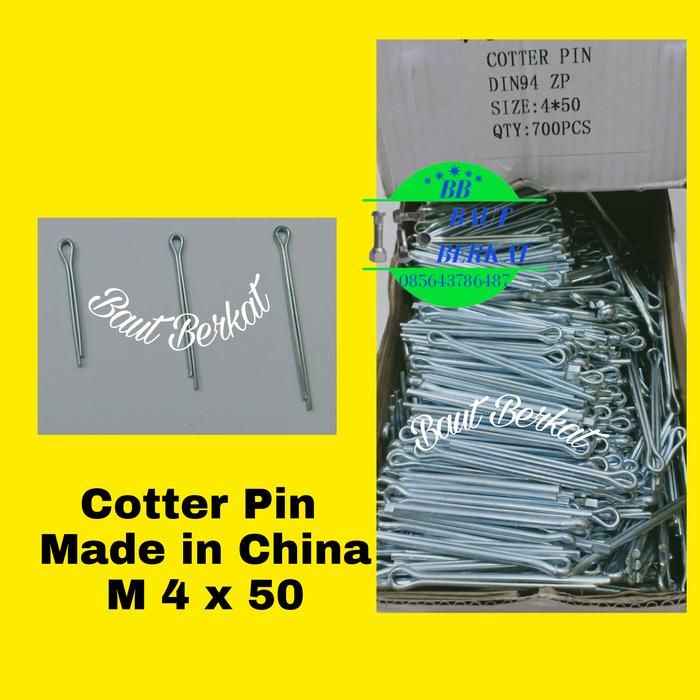 Jual ISI 100 PCS cotter pin 4x50 split pin M4x50 spipen 4x50mm 4mm x ...