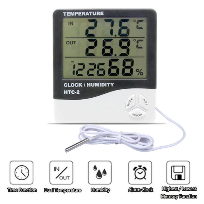 Promo Alat Ukur Suhu Ruangan & Kelembaban Indoor Outdoor HTC-2 ...