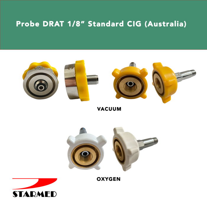 Jual Probe Adaptor Gas Medis standard CIG Australia - Drat 1/8 - Oxygen ...