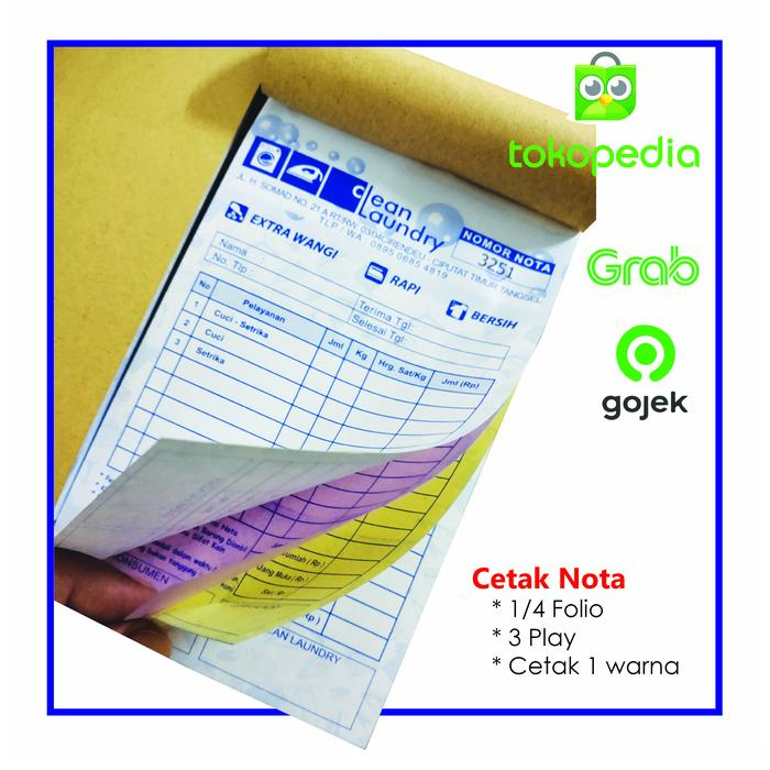 Jual CETAK NOTA 1 RIM 3 PLY / RANGKAP ( Custom NCR INVOICE BON ) BUKU ...