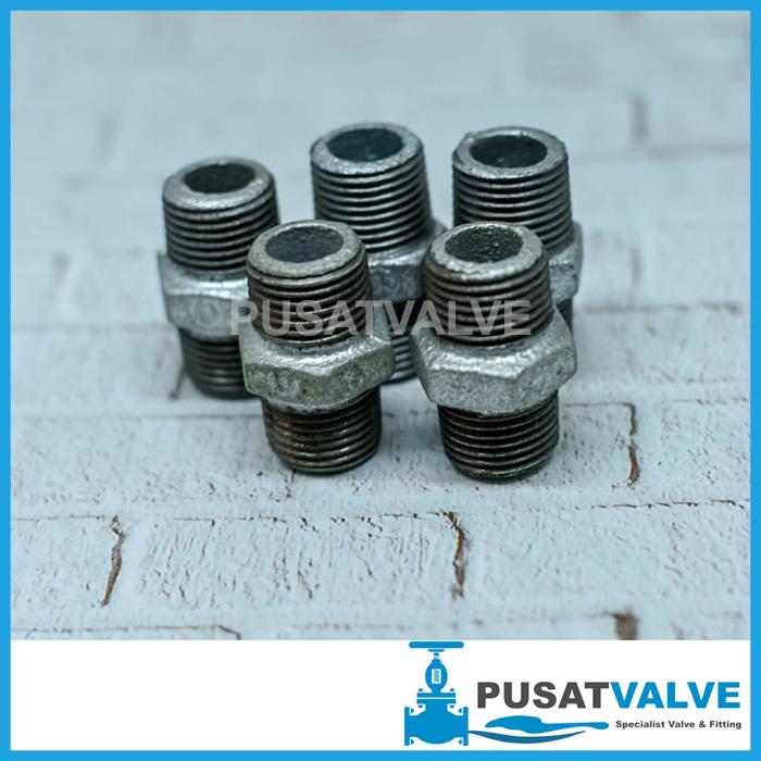 Double Neple 1/2" Inch Besi / Galvanis - Shop | Tokopedia