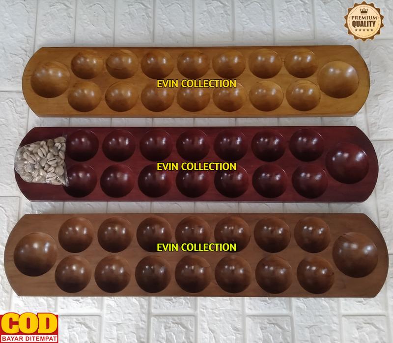 Congklak Kayu + 120 Biji Kerang Dakon Congklak Mengkilap Tradisional ...