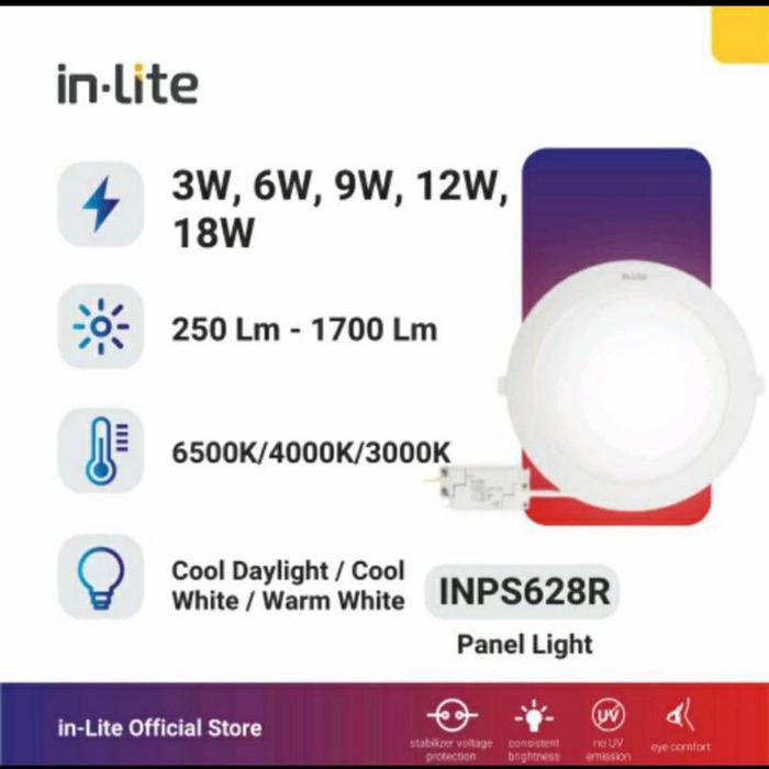 Jual INLITE LAMPU PLAFON DOWNLIGHT PANEL BULAT INBOW 6W/9W/12W/18W ...